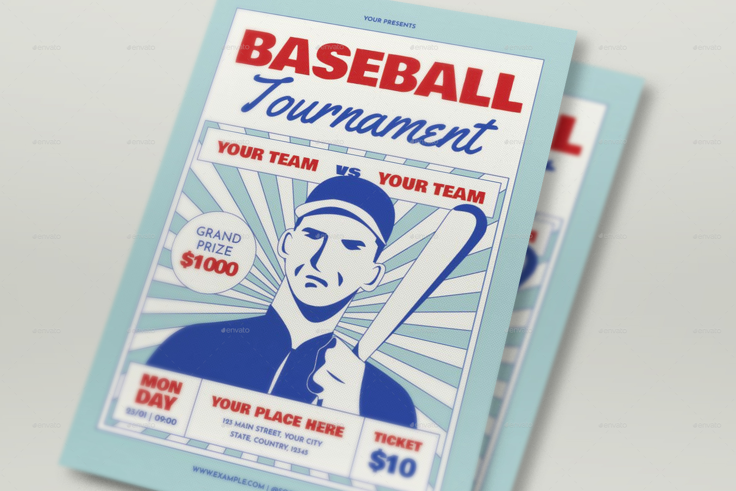 Black Vintage Baseball Tournament Flyer Set, Print Templates | GraphicRiver