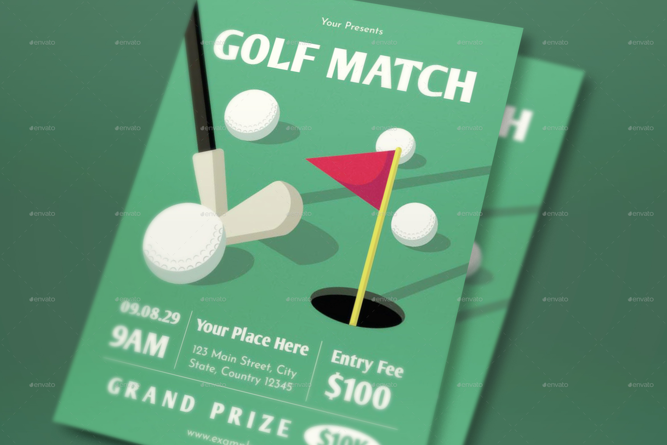 Green Retro Golf Match Flyer Set, Print Templates | GraphicRiver