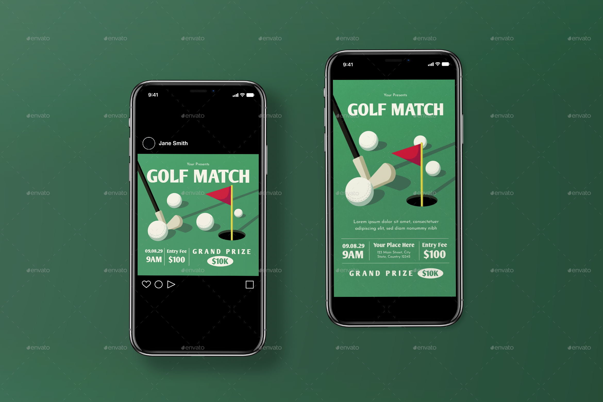 Green Retro Golf Match Flyer Set, Print Templates | GraphicRiver
