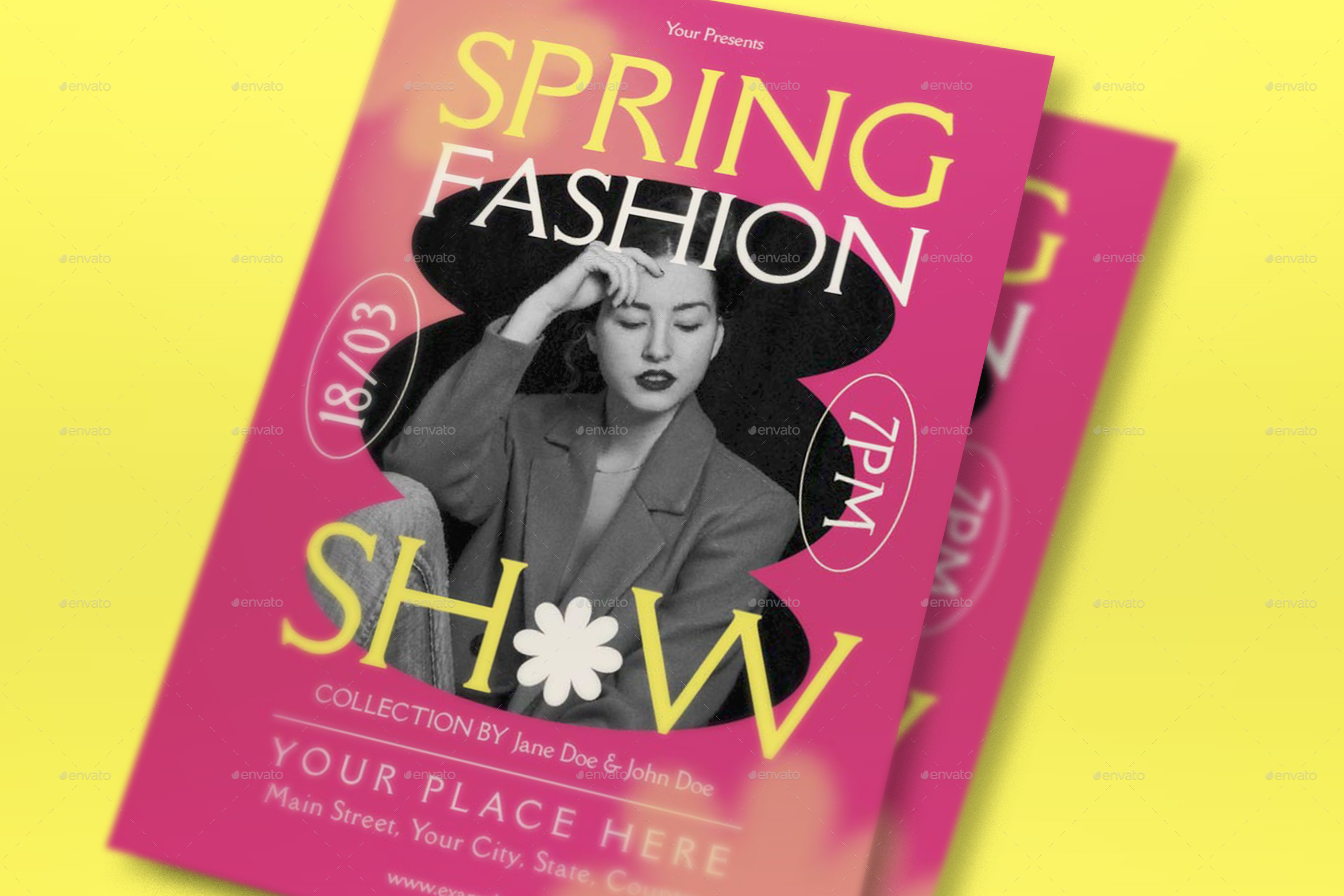Pink Modern Spring Fashion Show Flyer Set, Print Templates | GraphicRiver