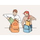 Smiling Students Pack Backpacks in School, Vectors | GraphicRiver