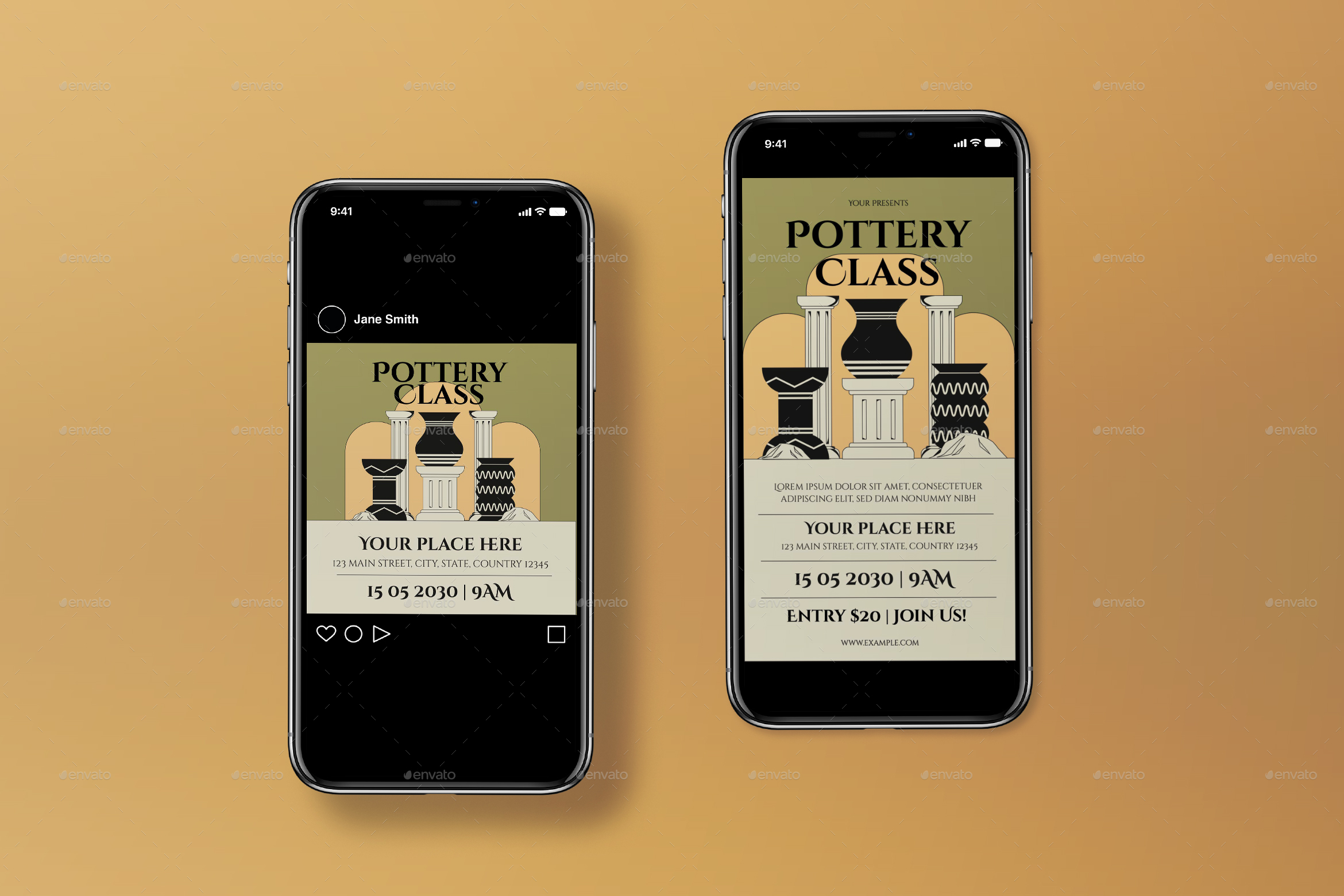 Olive Vintage Pottery Class Flyer Set, Print Templates | GraphicRiver