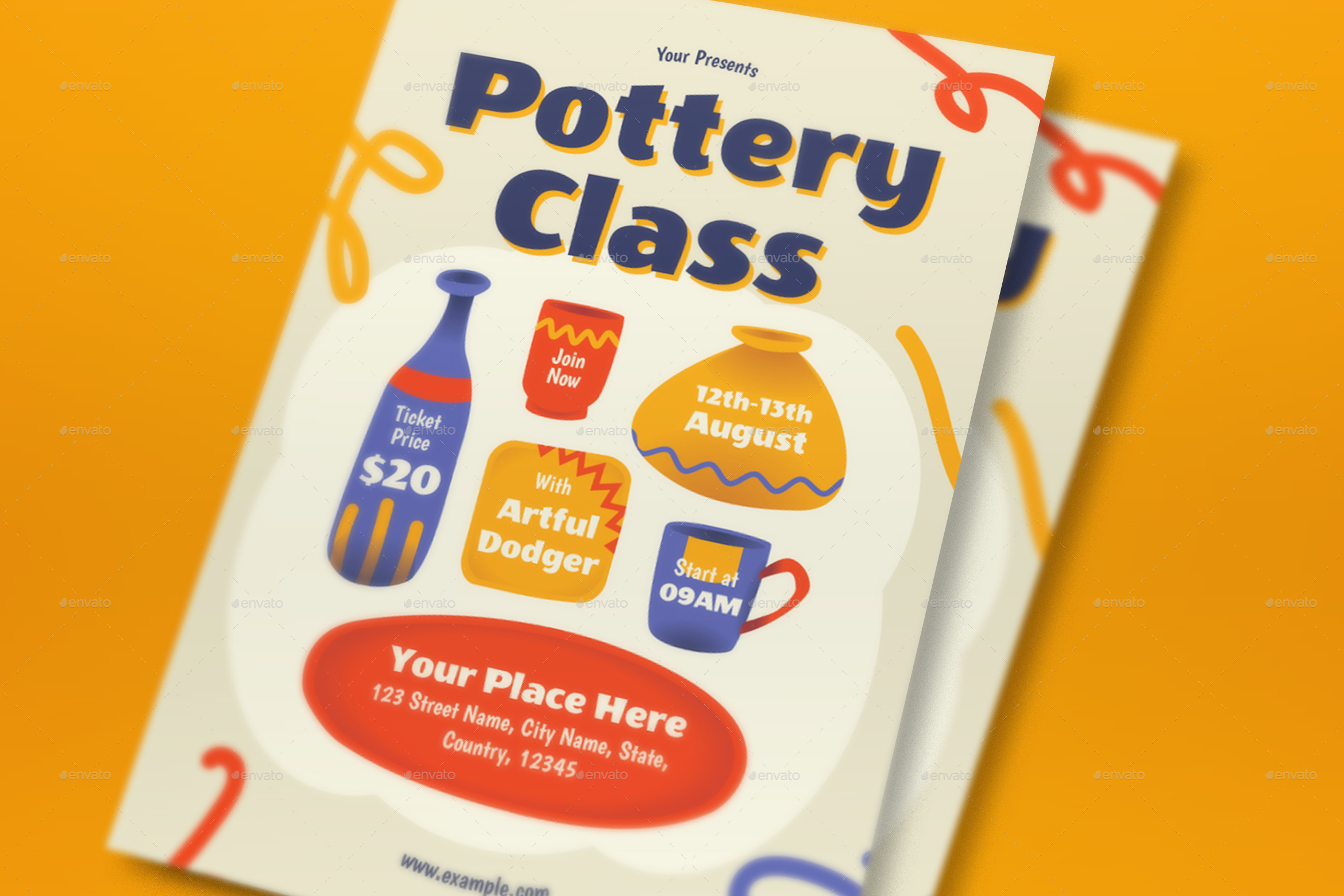 Cream Gradient Pottery Class Flyer Set, Print Templates | GraphicRiver