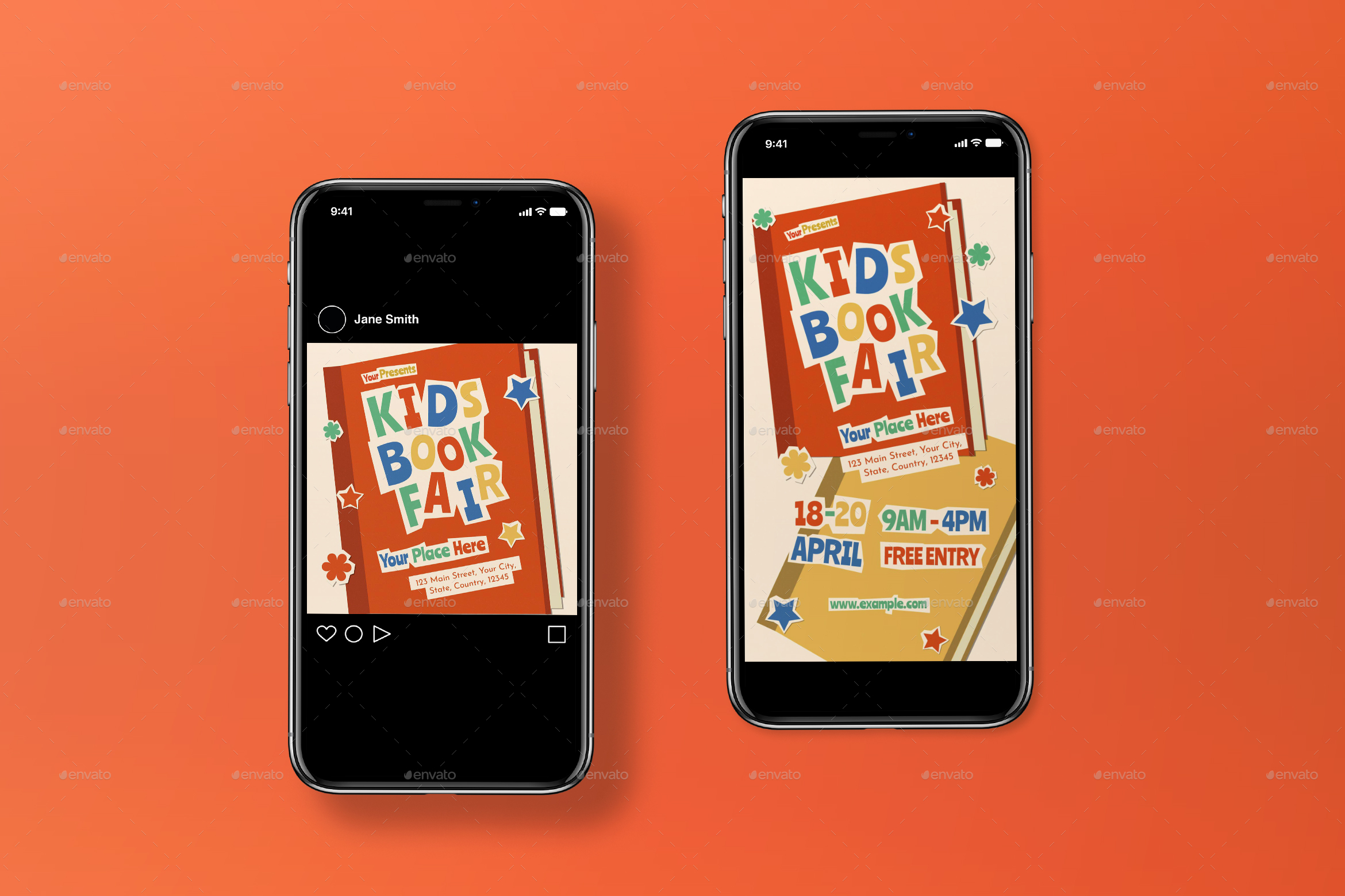 Beige Retro Kids Book Fair Flyer Set, Print Templates | GraphicRiver