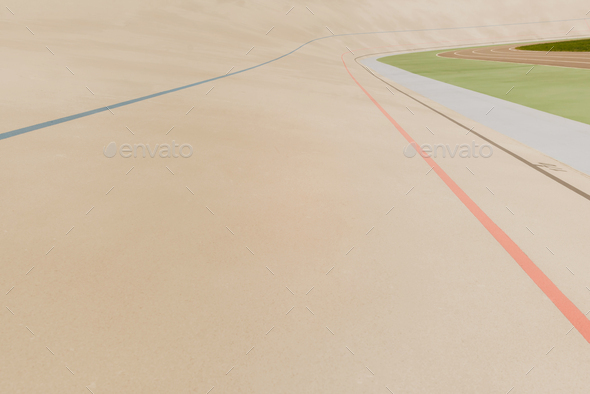 close up view of empty cycle race track Stock Photo by LightFieldStudios