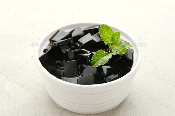 Cincau or Grass jelly (Mesona chinensis) Stock Photo by tyasindayanti