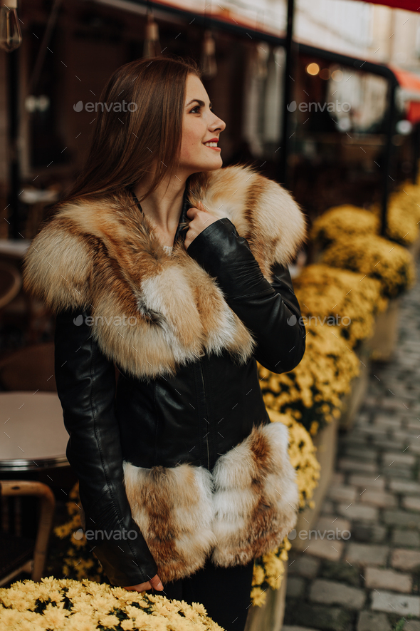 Beauty Fashion Model Girl in Fox Fur Coat. Stock Photo by fentonroma