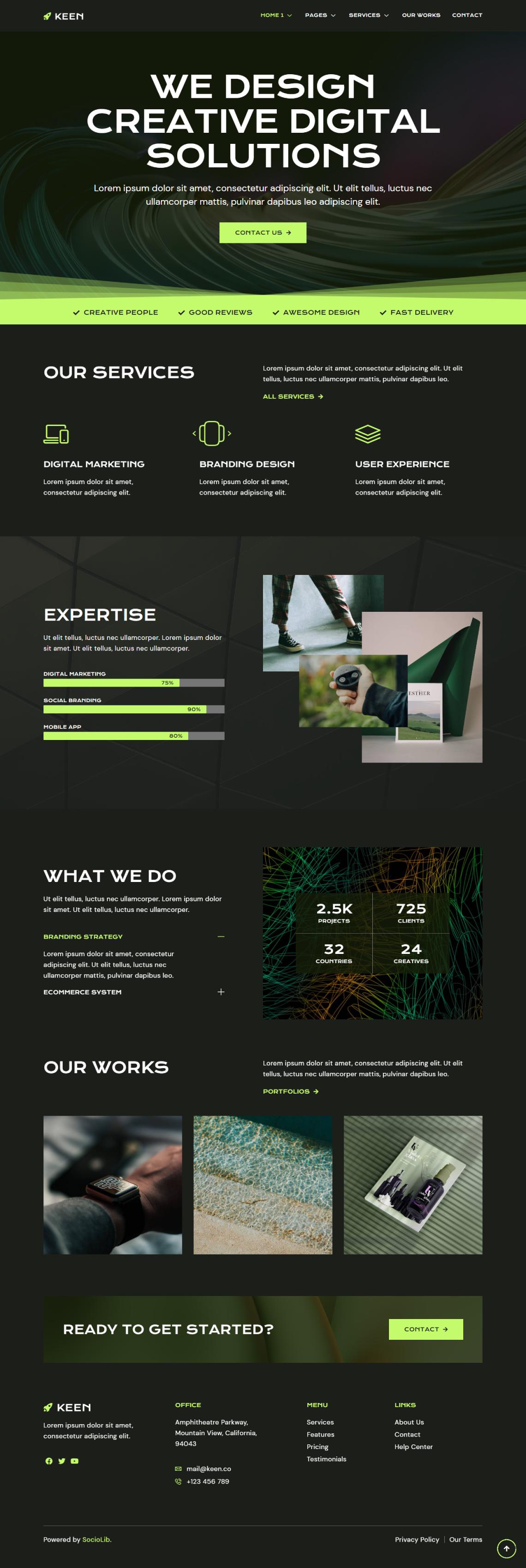 Keen - Dark Digital Marketing Agency Elementor Template Kit by sociolib