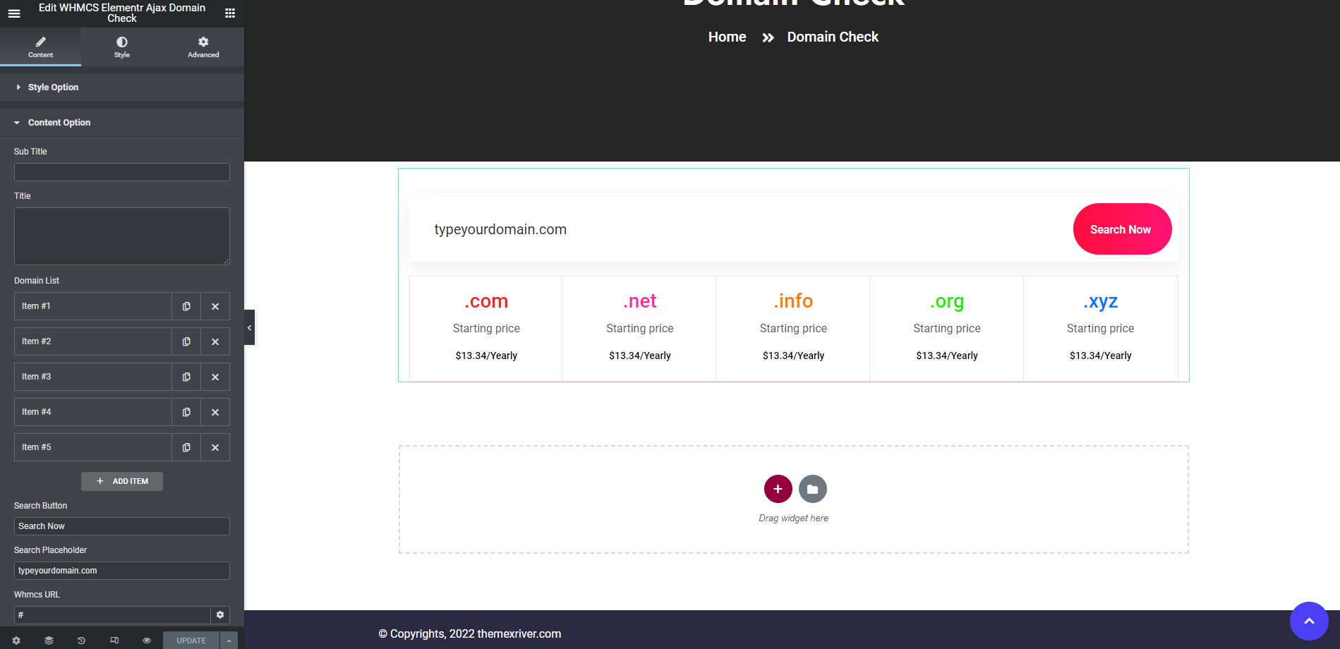 Adcfe - Elementor ajax domain checker by themexriver | CodeCanyon