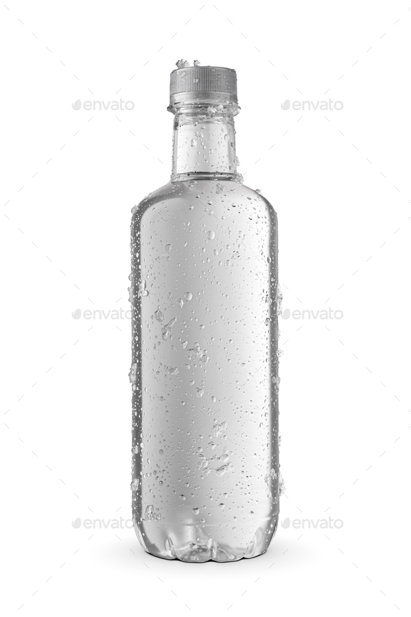 Wet bottle of purified water isolated on white. Stock Photo by Ha4ipuri