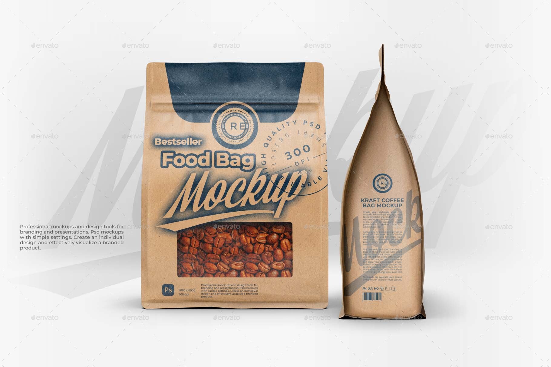 Kraft Paper Bag with Window Mockup, Graphics | GraphicRiver
