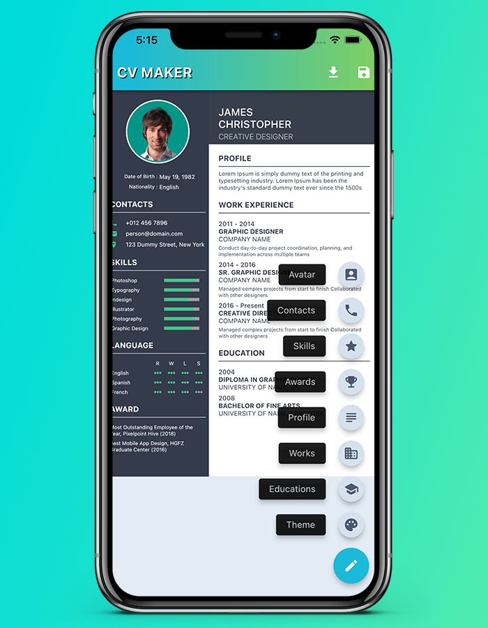 CV Resume Maker by debuggersoft | CodeCanyon