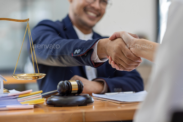 justice and law handshake concept. male lawyer working in office. Legal ...