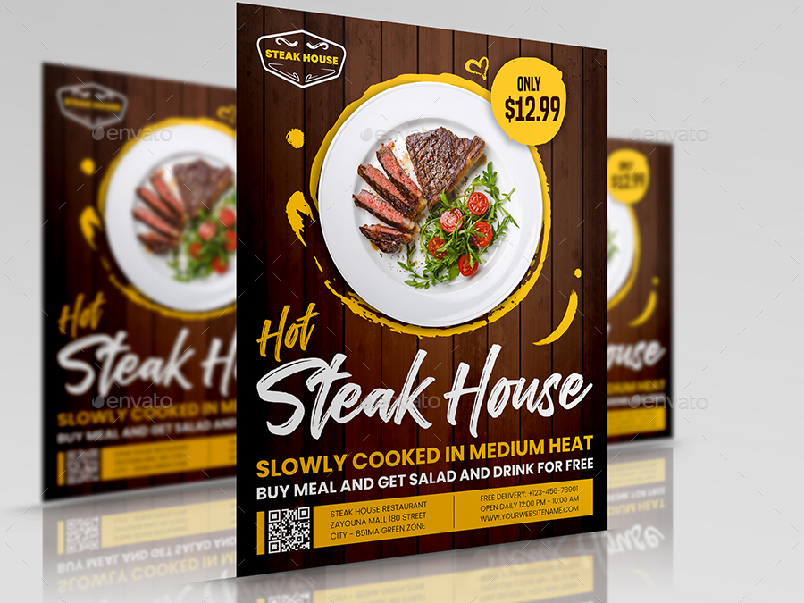 Grill Steak Flyer Template Vol.2, Print Templates | GraphicRiver