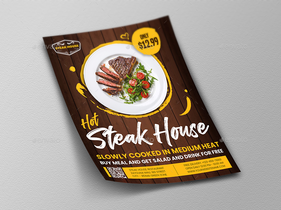 Grill Steak Flyer Template Vol.2, Print Templates | GraphicRiver
