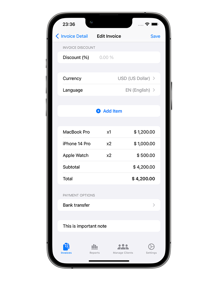 Pro Invoice Maker - SwiftUI iOS Full Application by pavlistudio | CodeCanyon