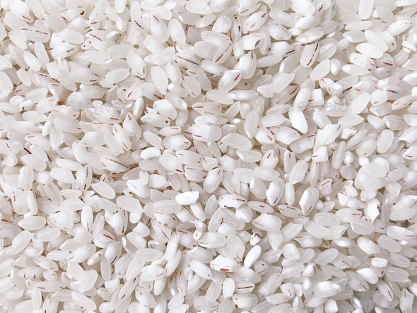 Food Background From Close Up of White Rice Grains With Red Stripes ...