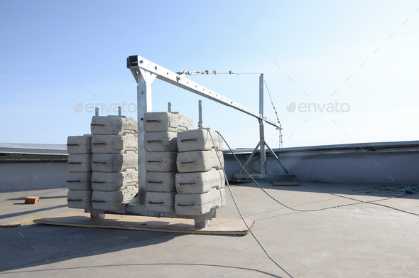 Counter weight or weight balance concrete blocks or bricks as part of ...