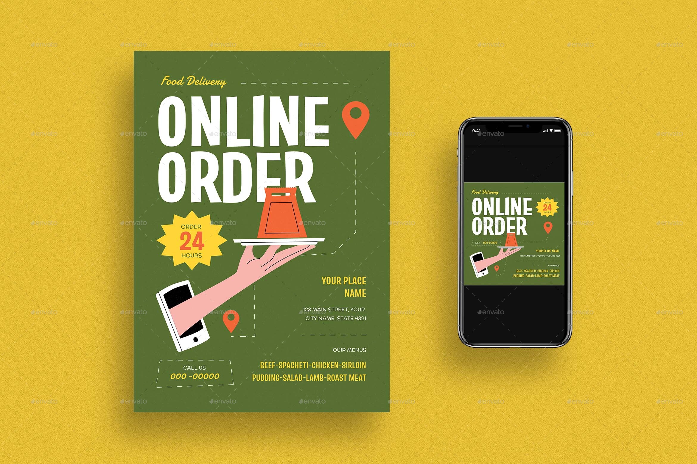 Food Delivery Flyer, Print Templates | GraphicRiver