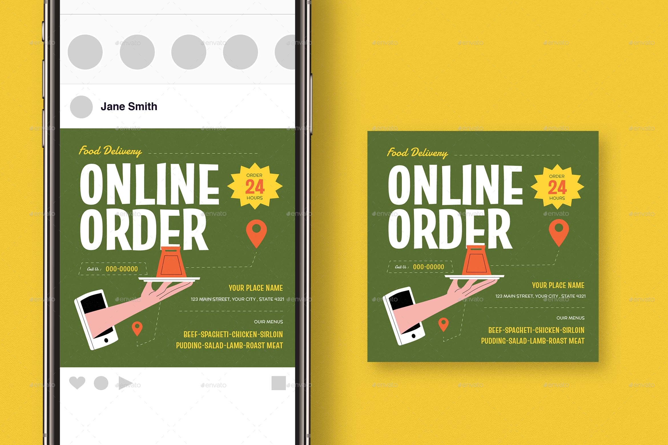 Food Delivery Flyer, Print Templates | GraphicRiver