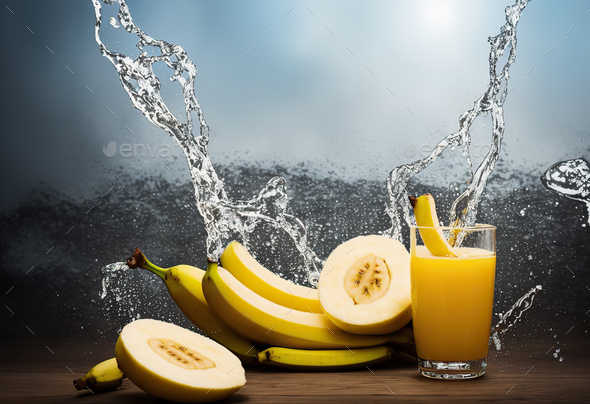 glass of banana juice in water splash Stock Photo by Stockphoty | PhotoDune
