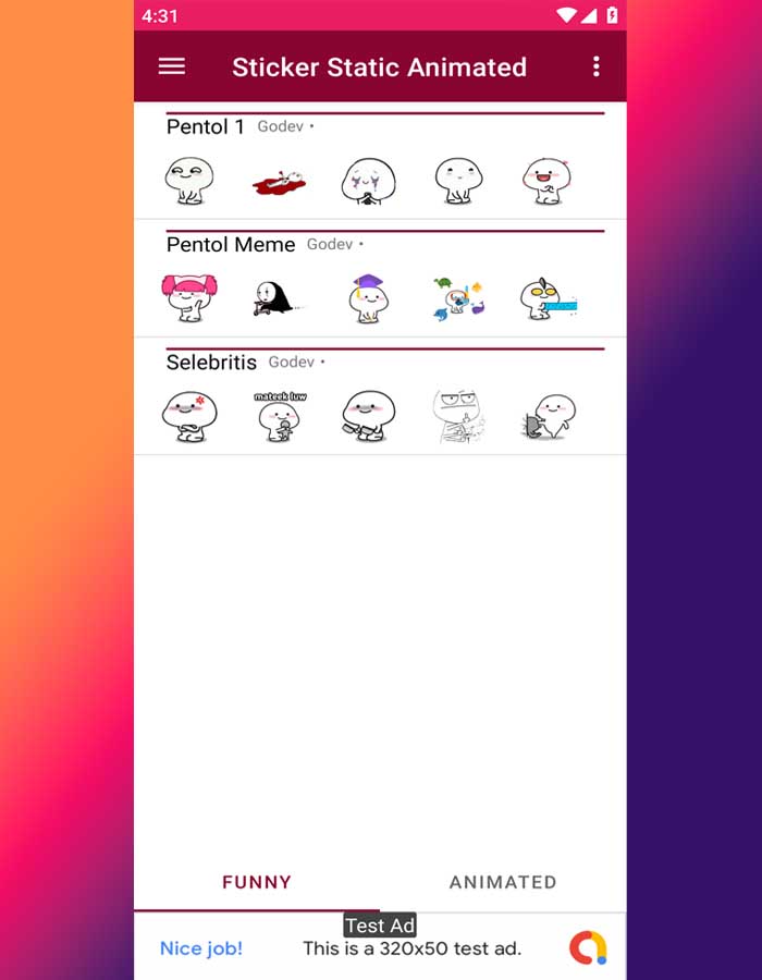 Sticker For WhatsApp Animated, Static Asset And Ads Json Online by kafarich