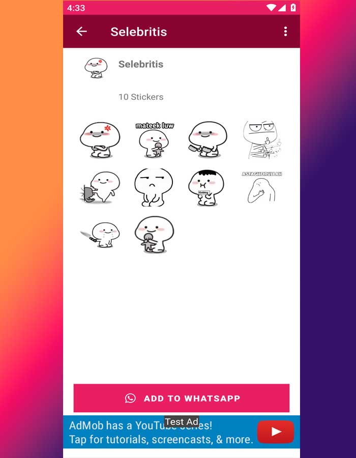 Sticker For WhatsApp Animated, Static Asset And Ads Json Online by kafarich