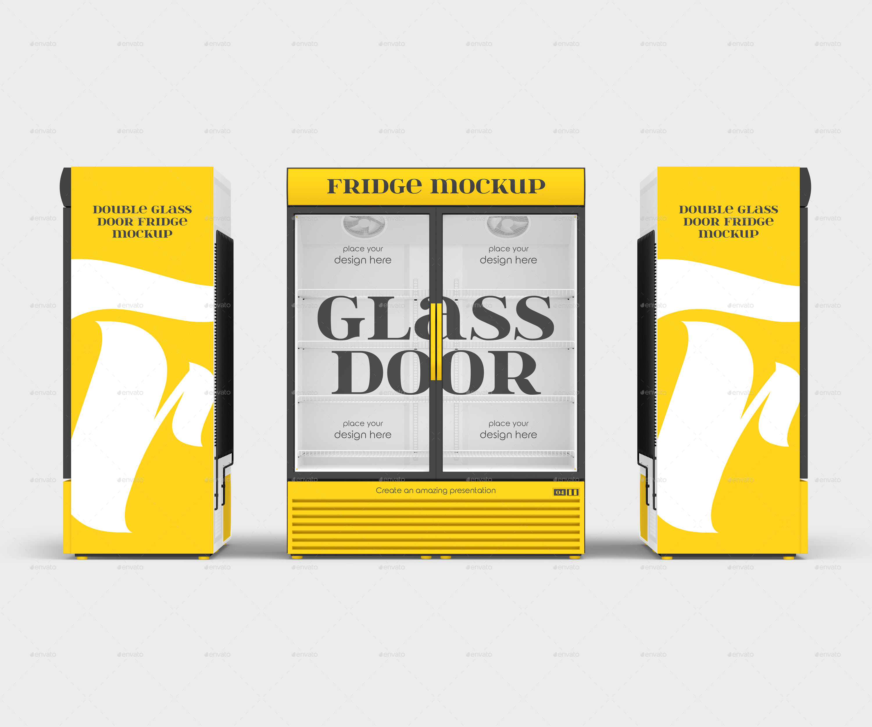 Double Glass Door Fridge Mockup Set, Graphics | GraphicRiver