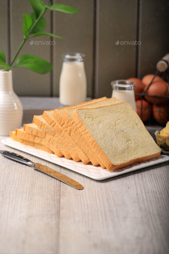 Sliced Toast Loaf White Bread (Shokupan or Roti Tawar) for Breakfast ...