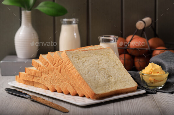Sliced Toast Loaf White Bread (Shokupan or Roti Tawar) for Breakfast ...