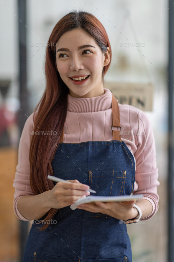 Startup successful small business owner sme beauty girl stand with ...