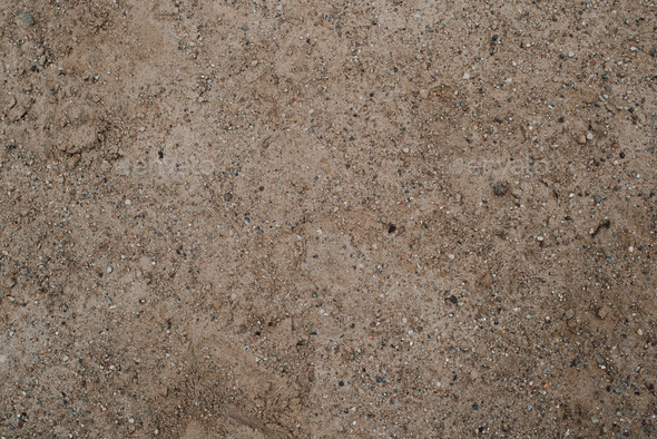 Dirty construction sand with small stones, top view texture background ...