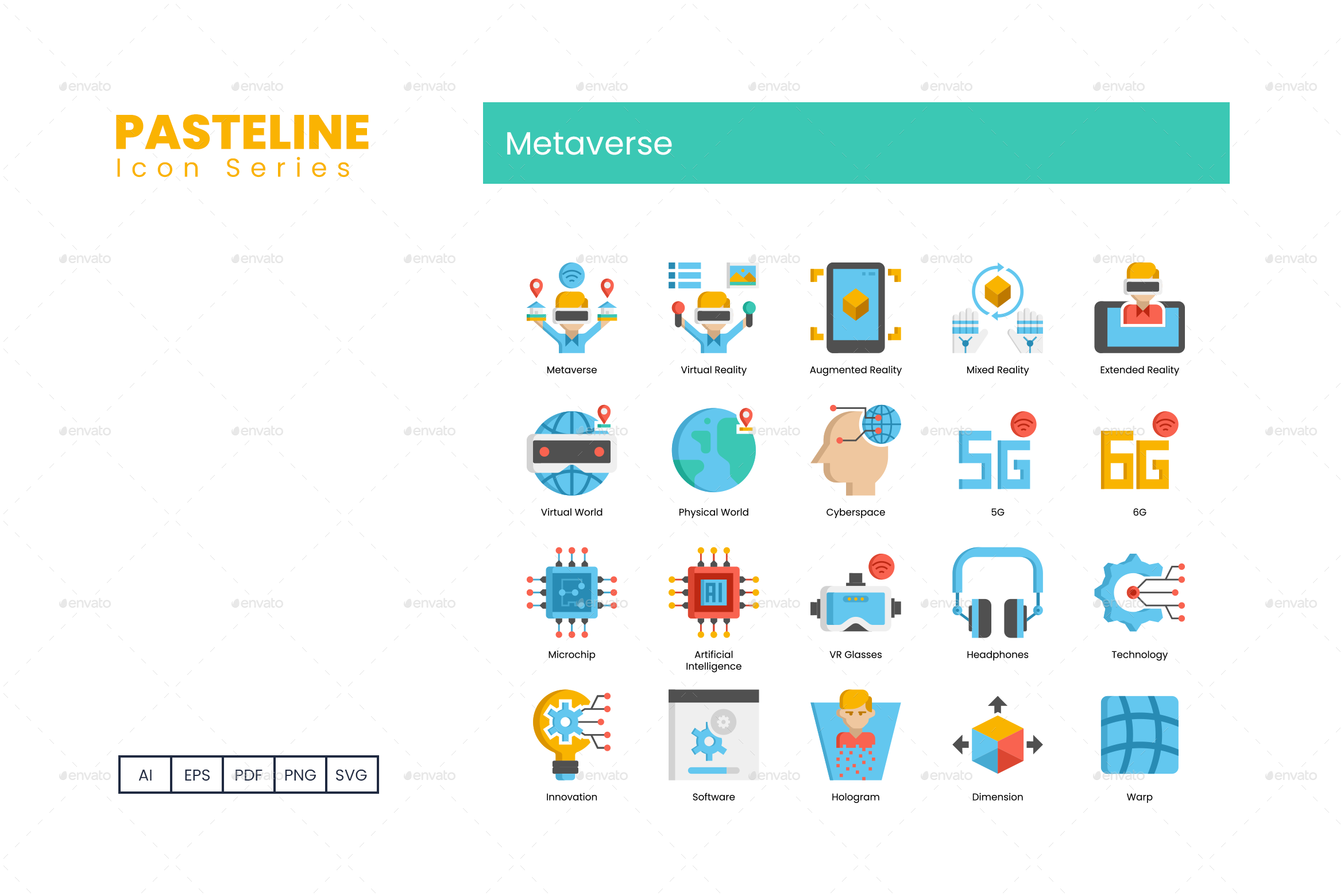60 Metaverse Icons | Pasteline Series, Icons | GraphicRiver