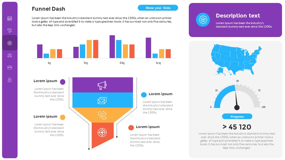 Funnel Dashboards PowerPoint Presentation Template, Presentation Templates
