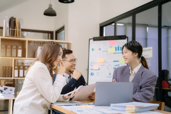 Project manager working and update tasks with milestones progress ...