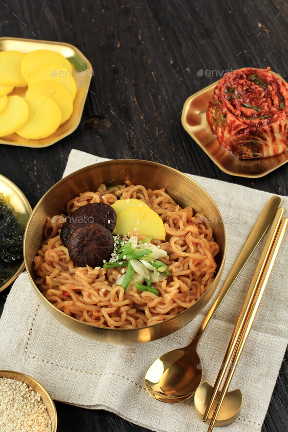 Spicy Fried Ramyeon Korean Instant Noodle Stock Photo by ikadapurhangus