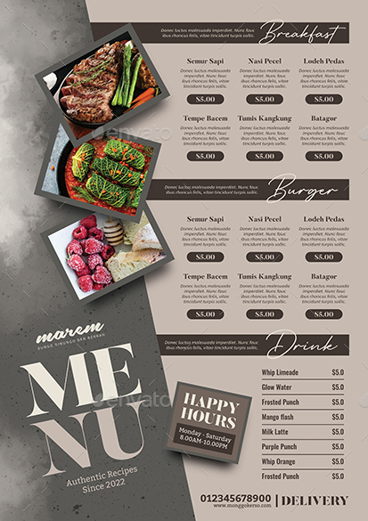 Food Menu, Print Templates | GraphicRiver
