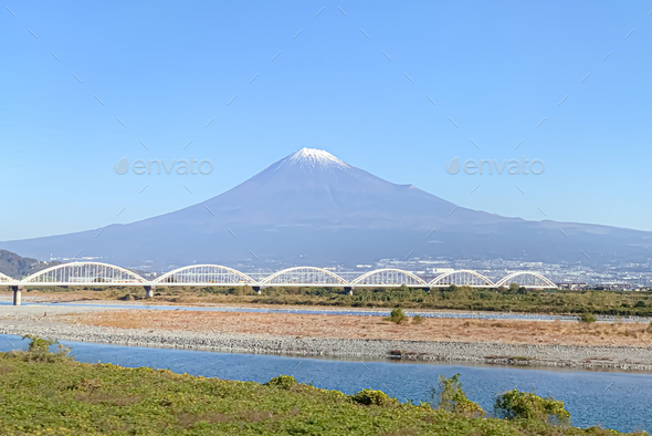 Mt. Fuji and Fuji River, Shizuoka, Japan Stock Photo by EvergreenPlanet