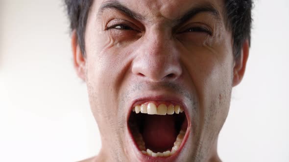 Portrait Angry Guy Yells Directly Into Camera. Male Emotions Close-up ...