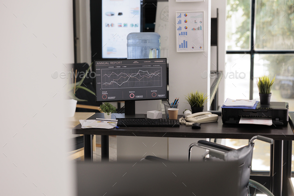 Display of computer screen in office wheelchair accessible Stock Photo ...