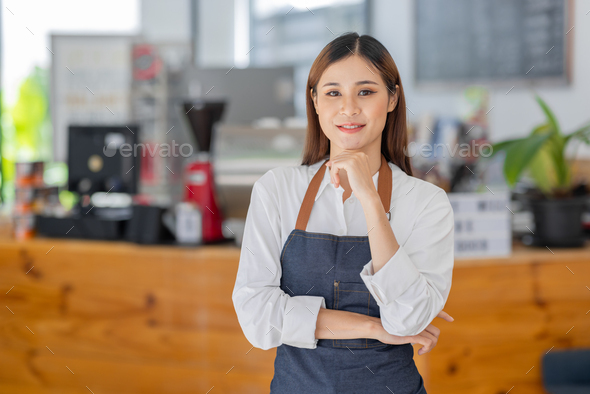 Startup successful small business owner sme beauty girl and apron ...