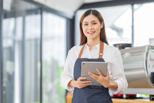 Startup successful small business owner sme beauty girl and apron ...