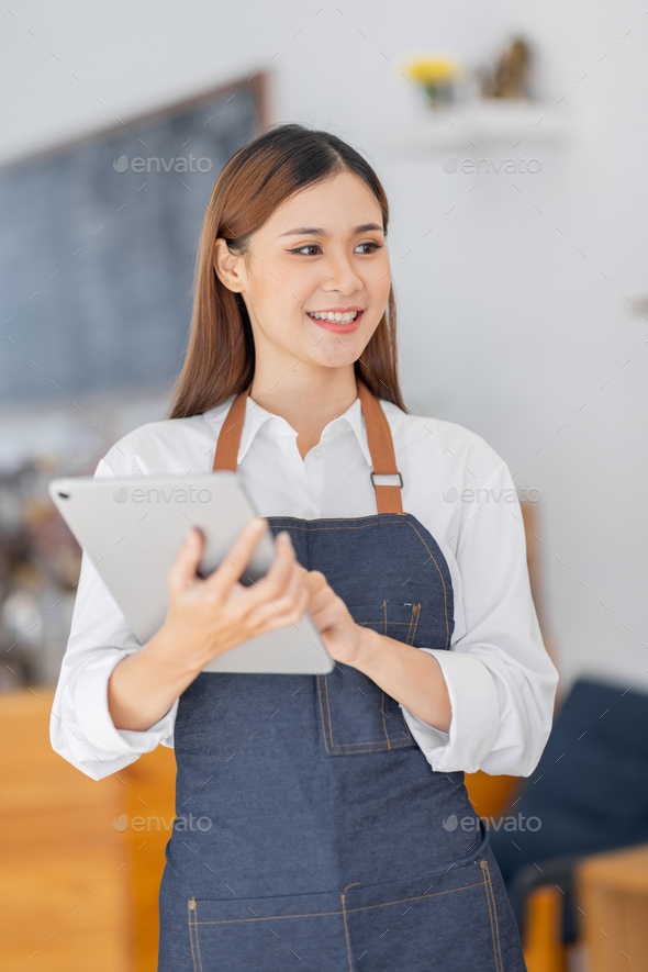 Startup successful small business owner sme beauty girl and apron ...