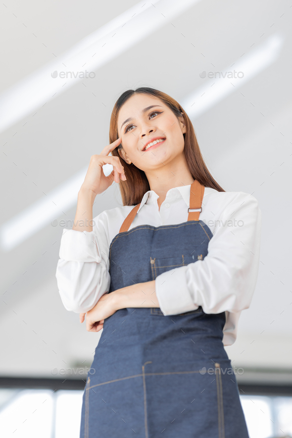 Startup successful small business owner sme beauty girl and apron ...