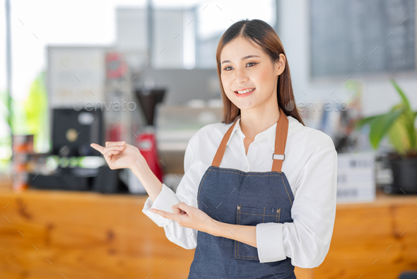 Startup successful small business owner sme beauty girl and apron ...