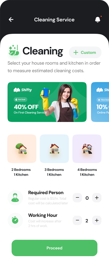 Shifty - Home Service App UI Kit Template (Figma Included) by dokkanagency