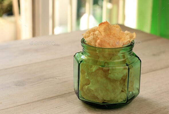 Emping Melinjo is Indonesian Traditional Crackers in a Green Jar, made ...