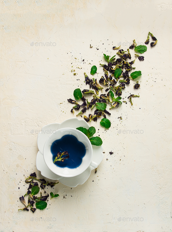 butterfly pea tea. Cup of Thai tea, drink, Breakfast, Anchan, Stock ...