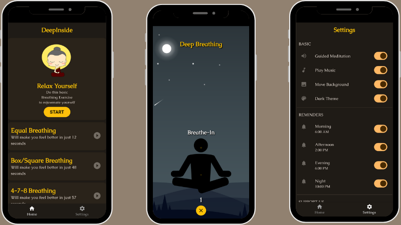 DeepInside : A beautiful Meditation and Breathing Exercises App by PrepNew