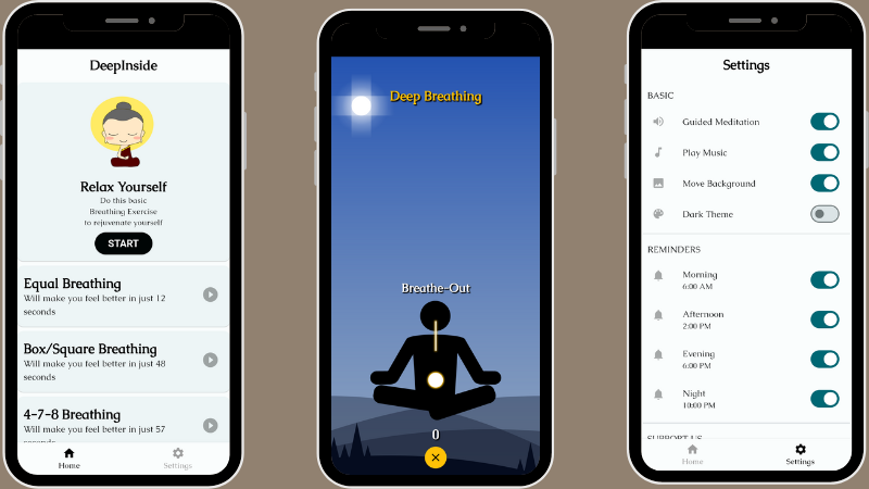 DeepInside : A beautiful Meditation and Breathing Exercises App by PrepNew